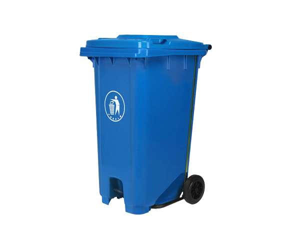 Garbage Bin 240 Ltr Single Door with Pedal & Wheel 70x59x100cm,,Blue ...